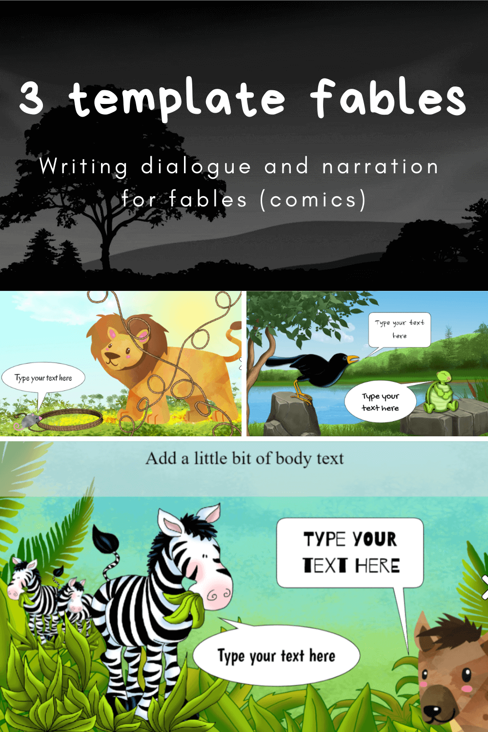 Elementari.io - Writing dialogue and narration for a fable (comic)